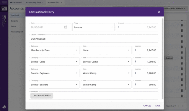 Online Scout Manager (OSM): Accountancy Tools